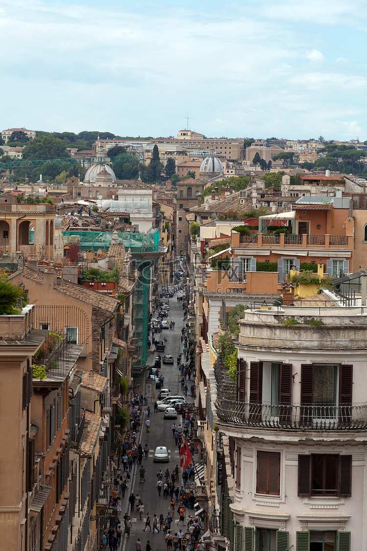 Via Condotti - 罗马西班牙台阶的景色高清摄影大图-千库网