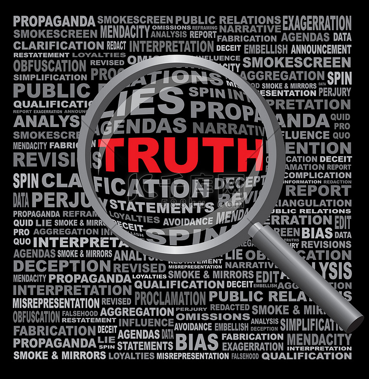 隐藏在文本字段中的 TRUTH 一词用放大显示高清摄影大图-千库网