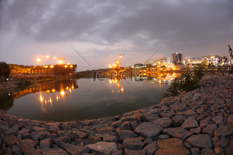 城市建筑夜景高清摄影大图-千库网