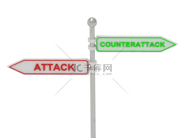 带有红色“ATTACK”和绿色“COUNTERATTACK”的标志高清摄影大图-千库网