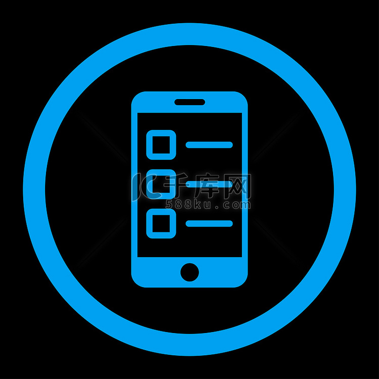 移动测试平面蓝色圆形字形图标高清摄影大图-千库网