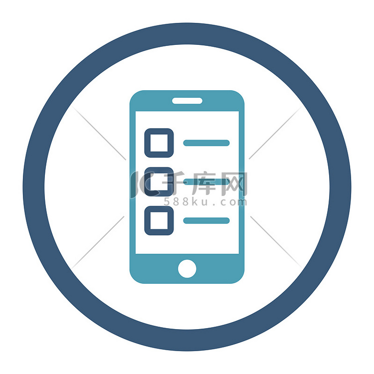 移动测试平面青色和蓝色圆形字形图标高清摄影大图-千库网