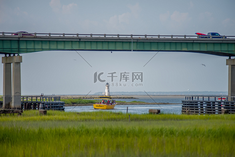 Cockspur 岛灯塔附近的水道场景高清摄影大图-千库网