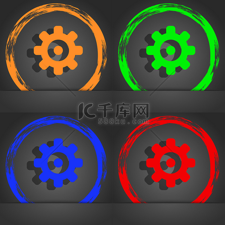 齿轮设置，齿轮齿轮机构图标符号。高清摄影大图-千库网