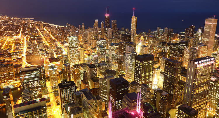 暮色中的芝加哥高清摄影大图-千库网