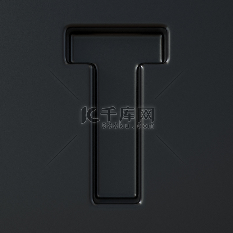 黑色雕刻字体 Letter T 3D高清摄影大图-千库网