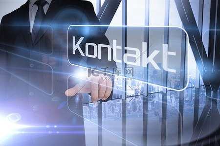 商人用德语介绍 contact 这个词高清摄影大图-千库网