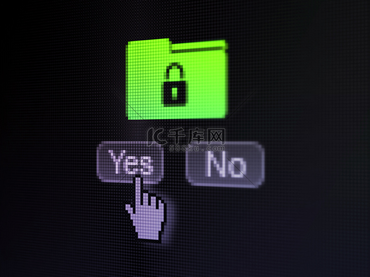 财务概念：数字计算机屏幕上带锁的文件夹高清摄影大图-千库网