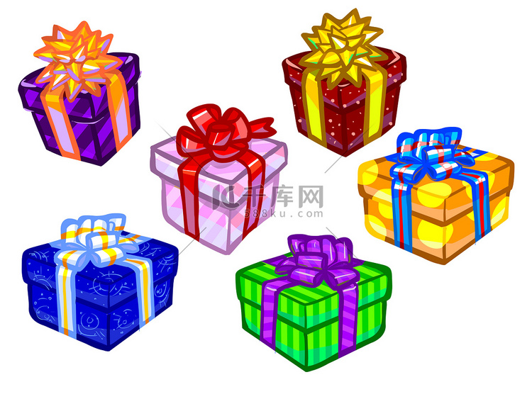 五颜六色的礼物盒的例证。高清摄影大图-千库网