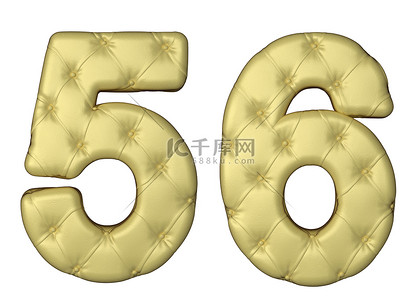 豪华米色皮革字体 5 6 数字高清摄影大图-千库网