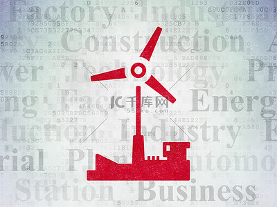 行业概念： 数字数据论文背景上的风车高清摄影大图-千库网