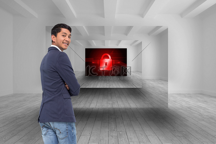 双臂交叉的休闲商人的合成图像高清摄影大图-千库网