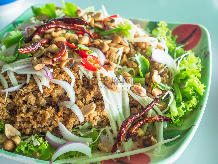泰国菜，yam pla duk foo高清摄影大图-千库网