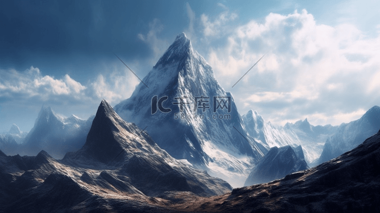 一座很高的山，有一座很高的山峰高清摄影大图-千库网