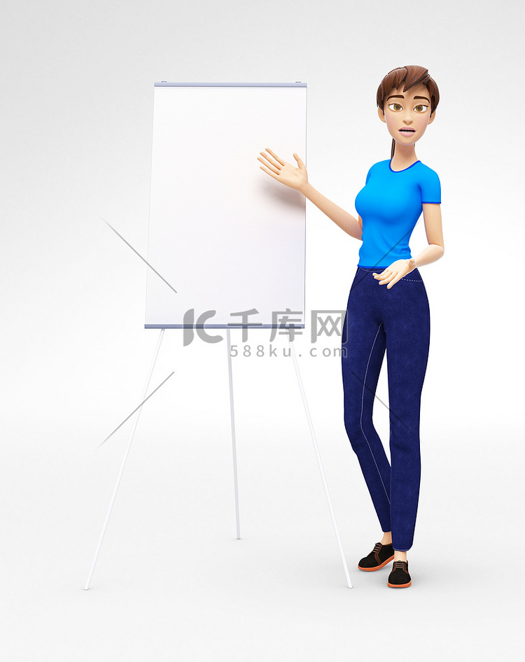 产品挂图样机，带 Coaching 3D 角色的空白板高清摄影大图-千库网