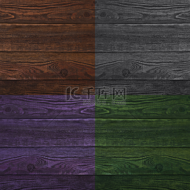 四种不同颜色的木质表面拼贴高清摄影大图-千库网