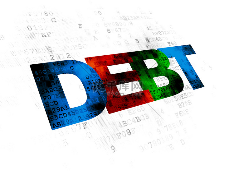 财务概念： 数字背景上的债务高清摄影大图-千库网