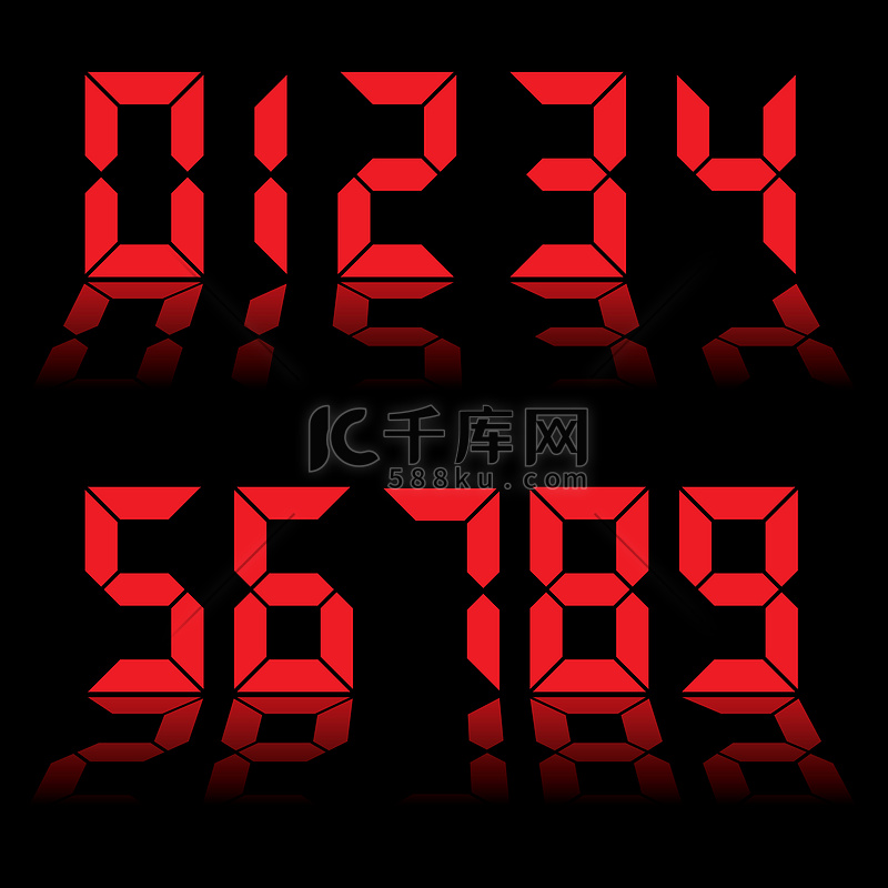 数字数字时钟红色高清摄影大图-千库网