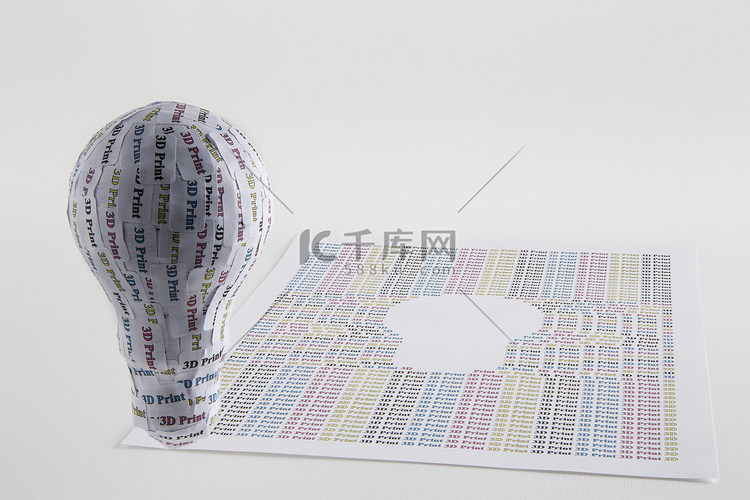 CYMK 3D 打印概念：灯泡，从概念到实体模型高清摄影大图-千库网