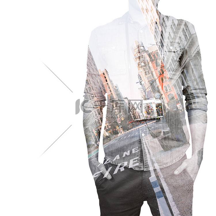 拿着数码相机的时髦人的合成图像高清摄影大图-千库网