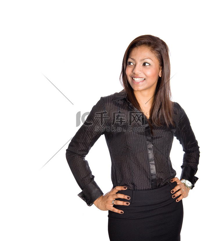 快乐的亚洲女商人高清摄影大图-千库网