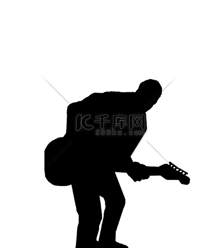 吉他手的剪影高清摄影大图-千库网