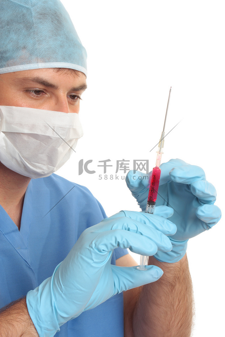 外科医生准备检查针注射器高清摄影大图-千库网