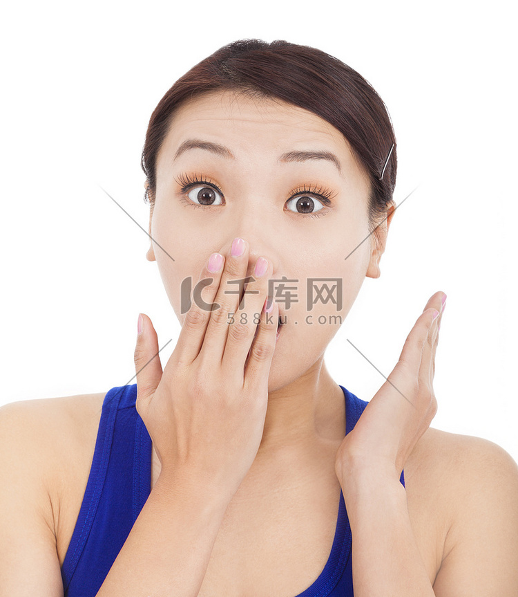漂亮女人难以置信的面部表情高清摄影大图-千库网