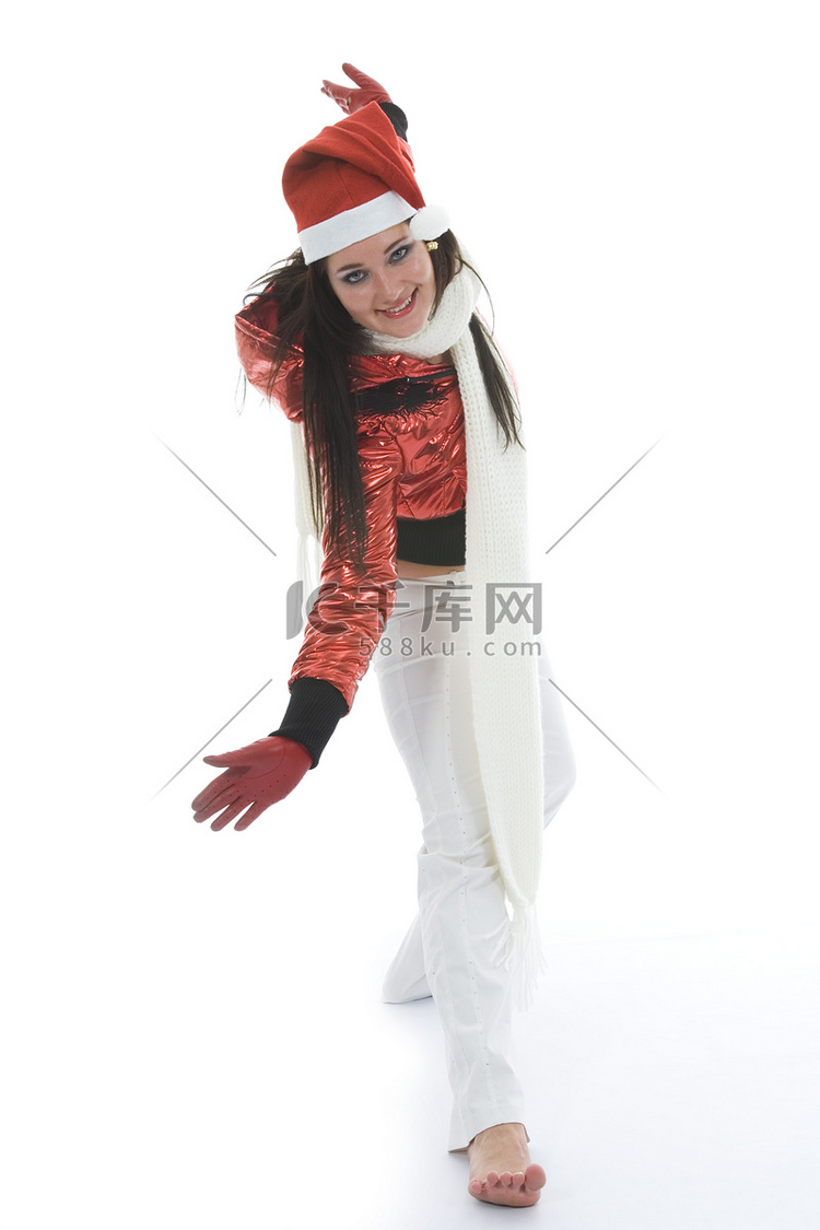 有圣诞装饰的漂亮女人高清摄影大图-千库网