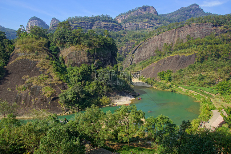 Canyon in Wuyishan Mountain, Fujian province, China高清摄影大图-千库网