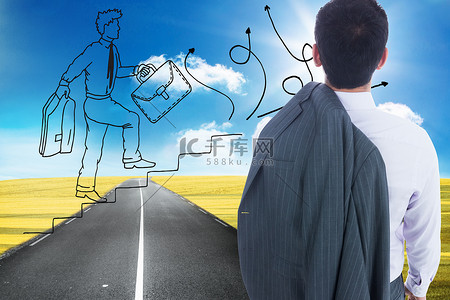 商人站立的复合形象高清摄影大图-千库网