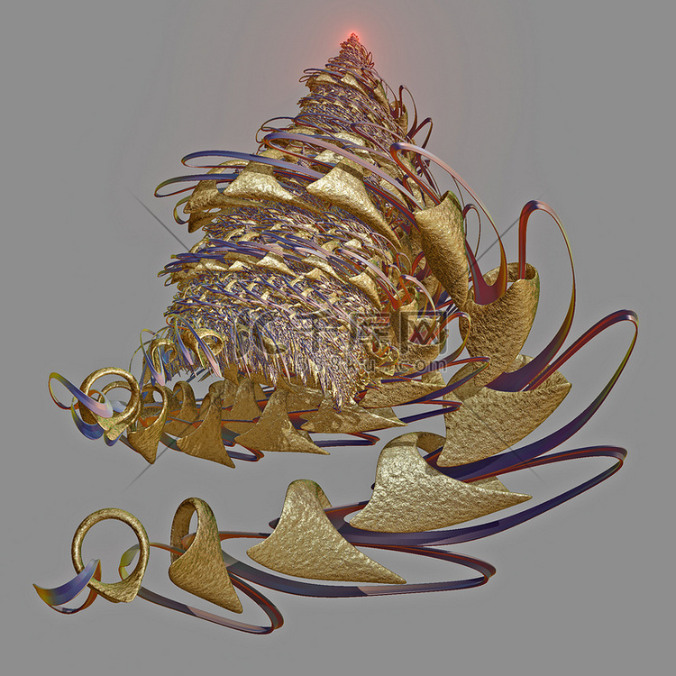 在计算机中计算的分形的 3D 插图高清摄影大图-千库网