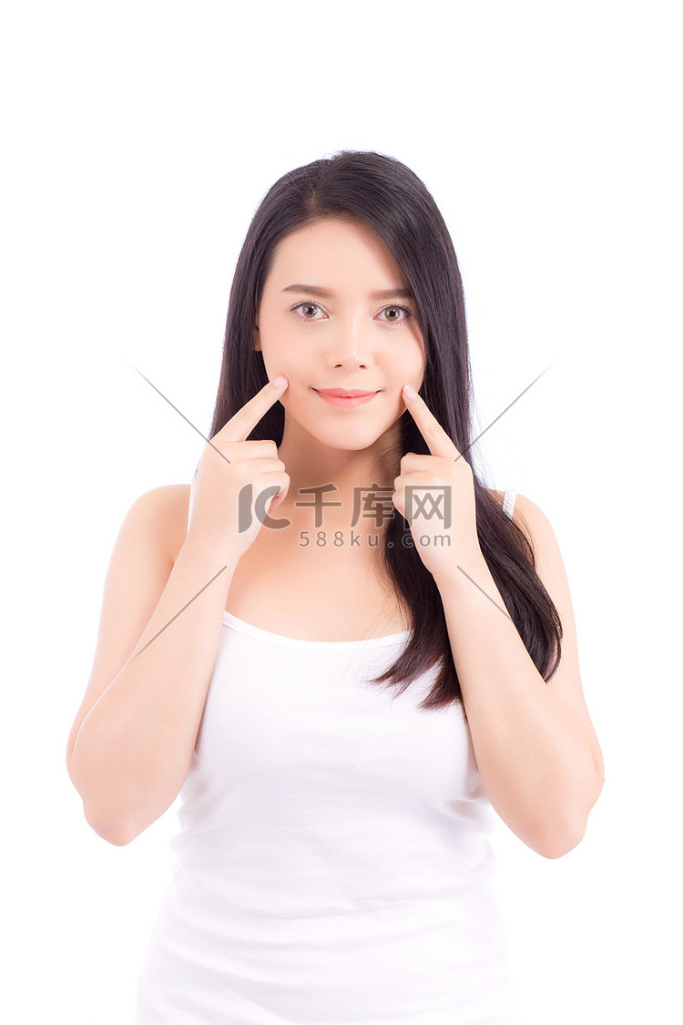 美丽的亚洲女性化妆肖像 女孩手高清摄影大图 千库网
