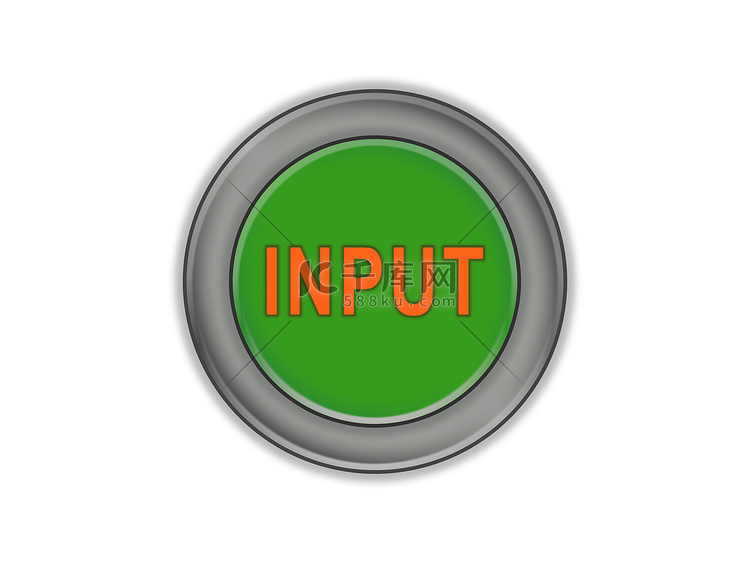 显示 INPUT 的大容量绿色按钮，白色背景高清摄影大图-千库网