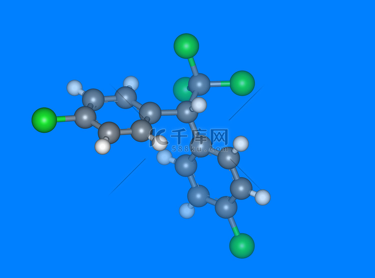 带原子的 DDT 分子模型高清摄影大图-千库网