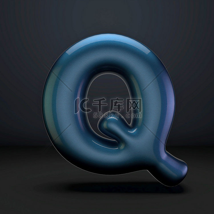 深蓝色闪亮字体字母 Q 3d高清摄影大图-千库网