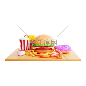 拉丁美洲食品、快餐的 3d 插图高清摄影大图-千库网