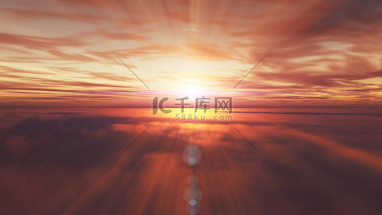 在云层之上飞翔日落风景高清摄影大图-千库网