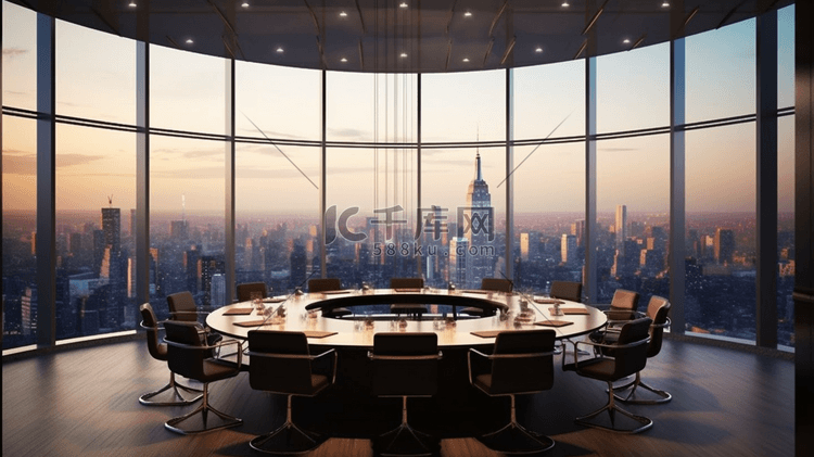 现代商务室内会议室落地窗高清摄影大图-千库网
