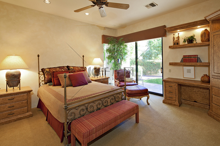 豪华别墅卧室内部高清摄影大图-千库网