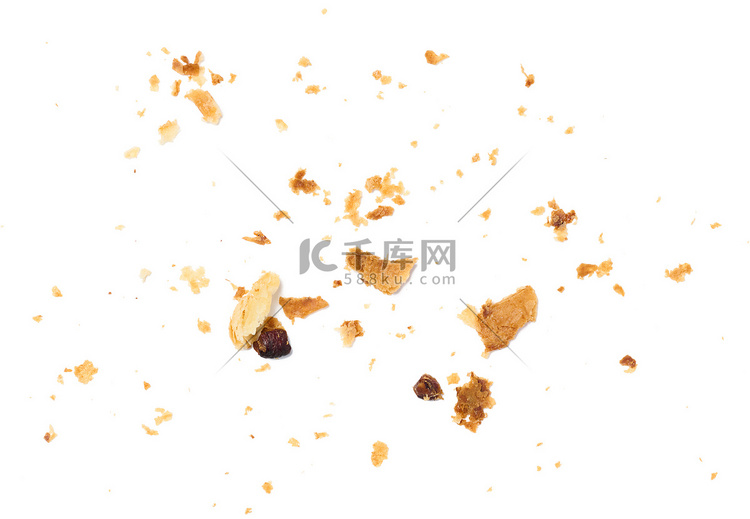 白色孤立背景上的许多泡芙烤面团面包屑高清摄影大图-千库网