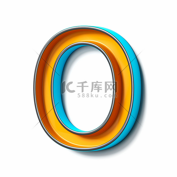 橙色蓝色薄金属字体 Letter O 3D高清摄影大图-千库网