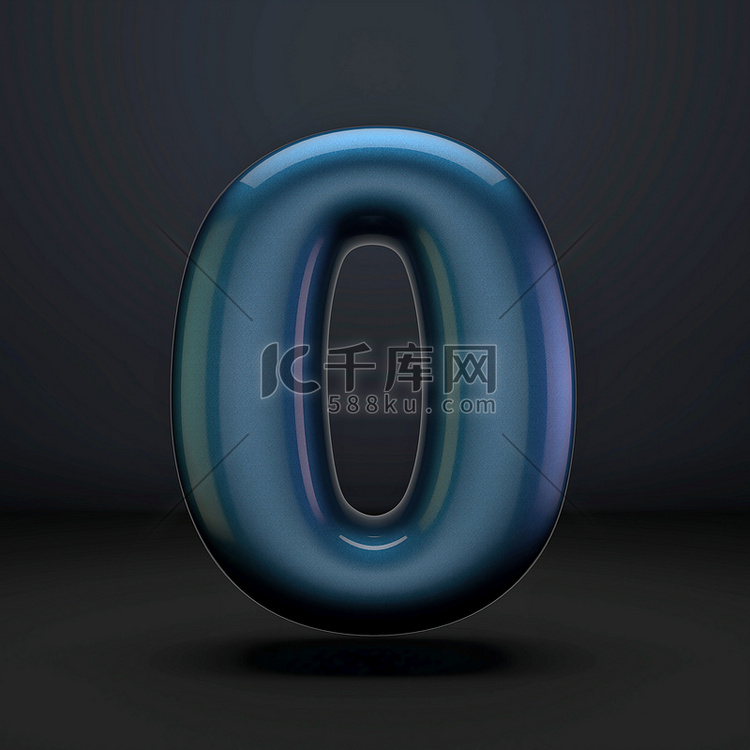 深蓝色闪亮字体数字 0 零 3D高清摄影大图-千库网