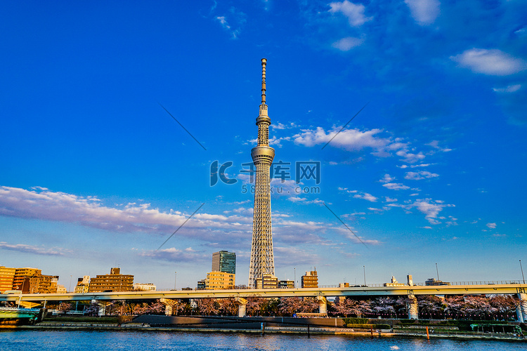 东京晴空塔和晴空高清摄影大图-千库网
