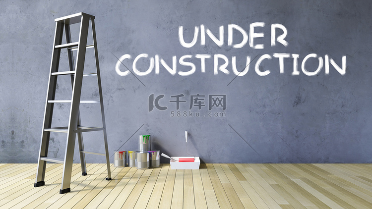 3Ds 空白墙和绘画工具高清摄影大图-千库网