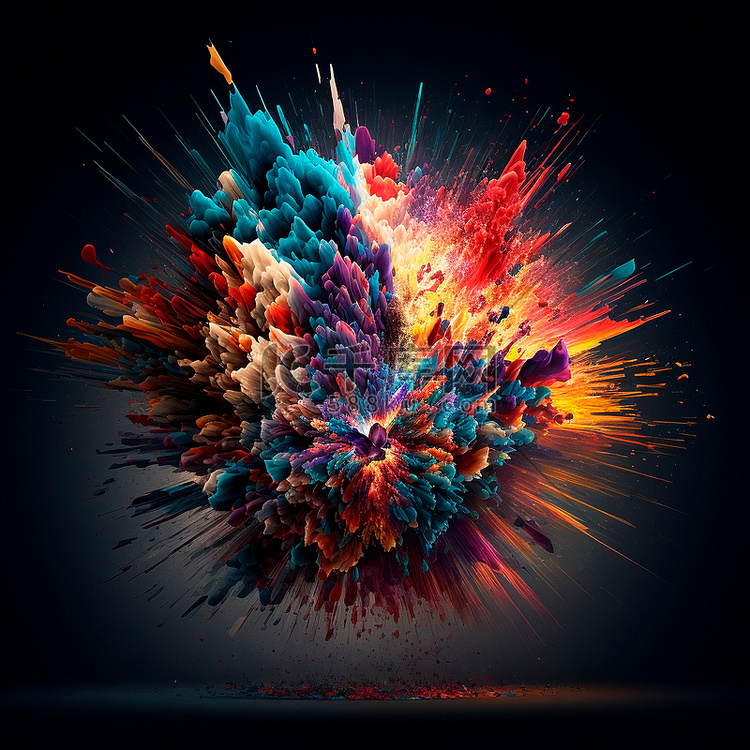 明亮颜色的 3d 抽象爆炸高清摄影大图-千库网