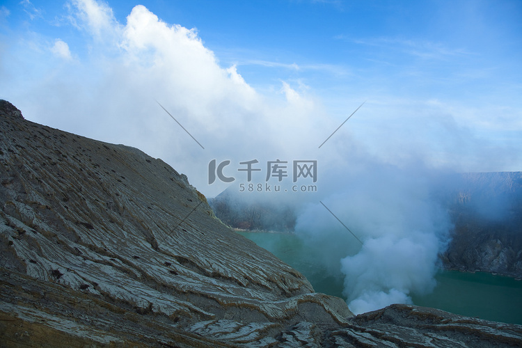 火山 Ijen，Java，印度尼西亚，明亮的五颜六色的生动的题材高清摄影大图-千库网