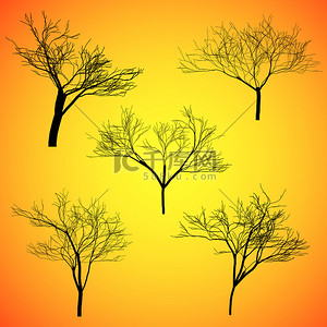 五个剪影矢量高清摄影大图-千库网