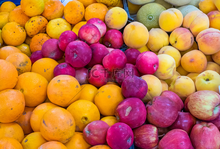 橙子、苹果和桃子高清摄影大图-千库网