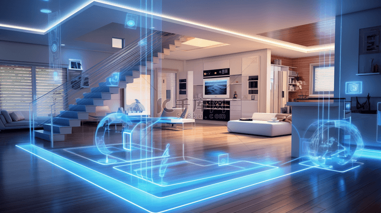 3D家居智能家居科技家居背景图片免费下载_海报banner/高清大图_千库网(图片编号6433570)